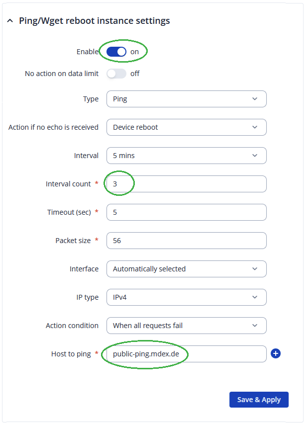 Setting up automatic monitoring of the mobile data connection in the ...